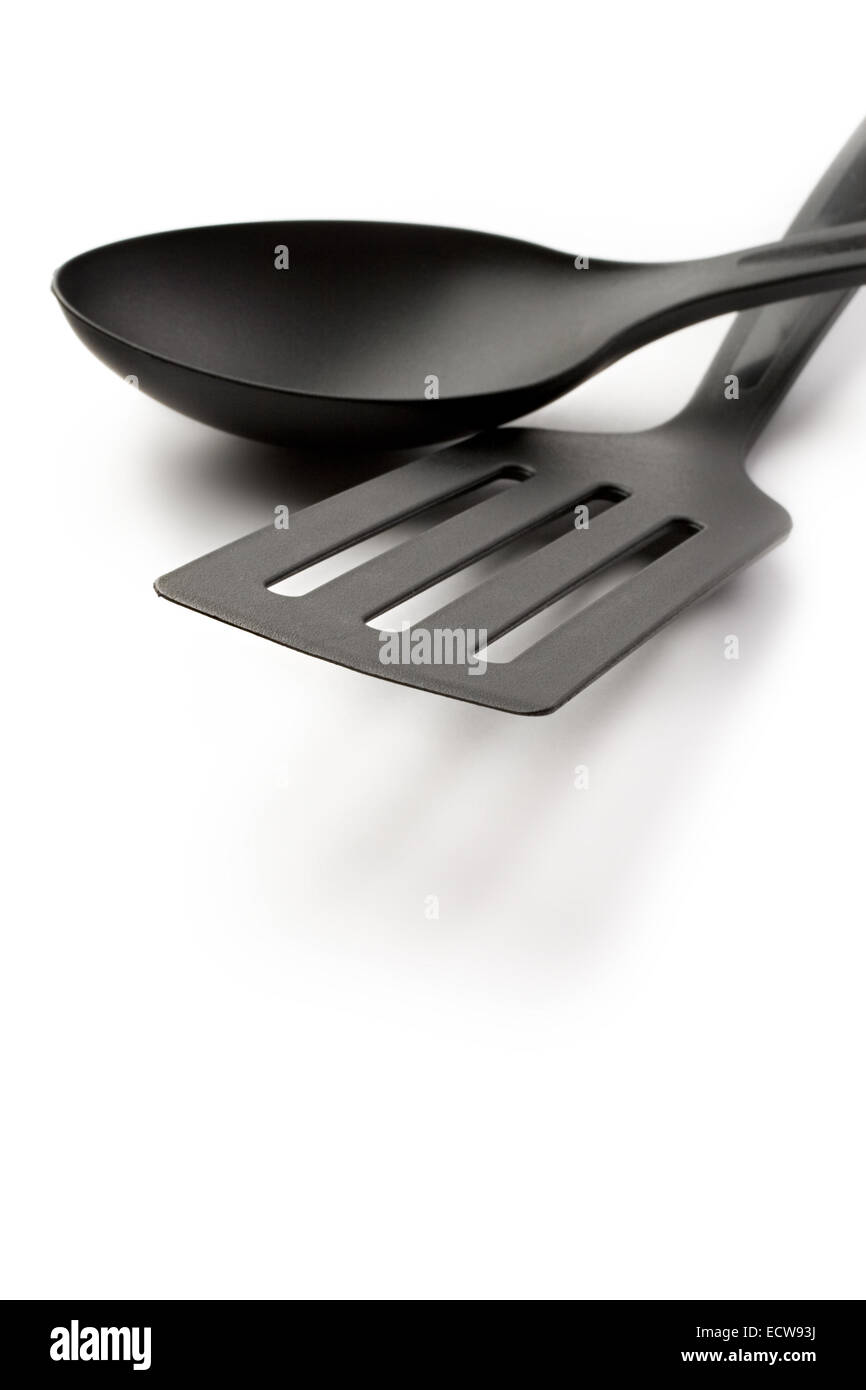 Spoon and spatula isolated on white Stock Photo - Alamy