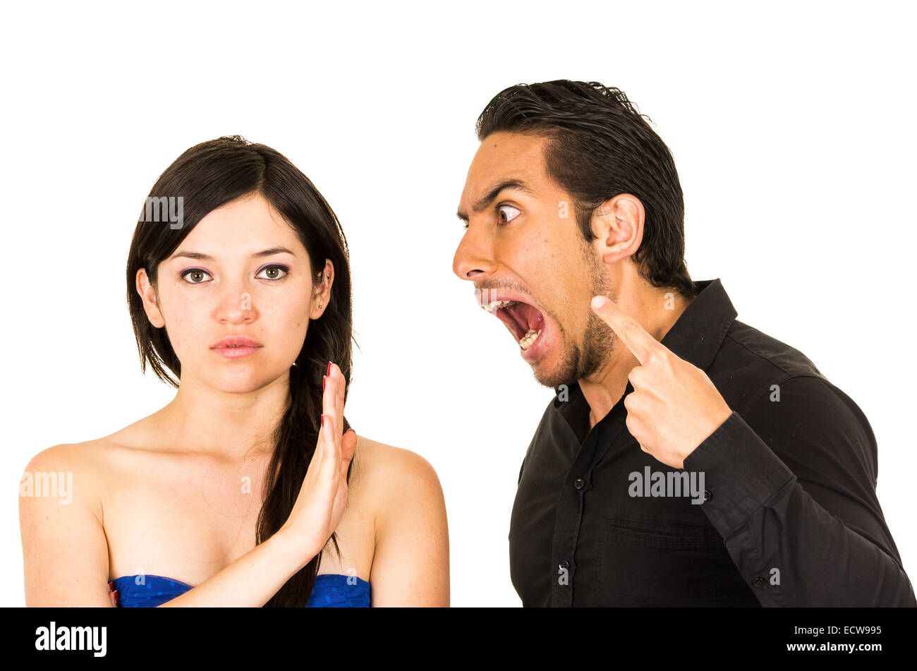 young attractive woman ignoring angry husband boyfriend Stock Photo - Alamy