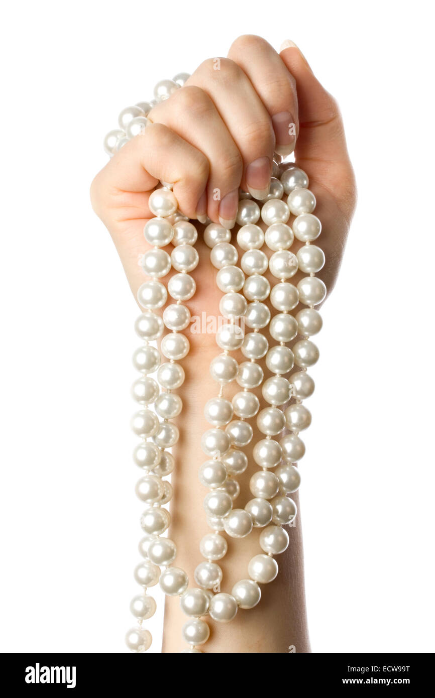 Pearl in the woman hand Stock Photo - Alamy