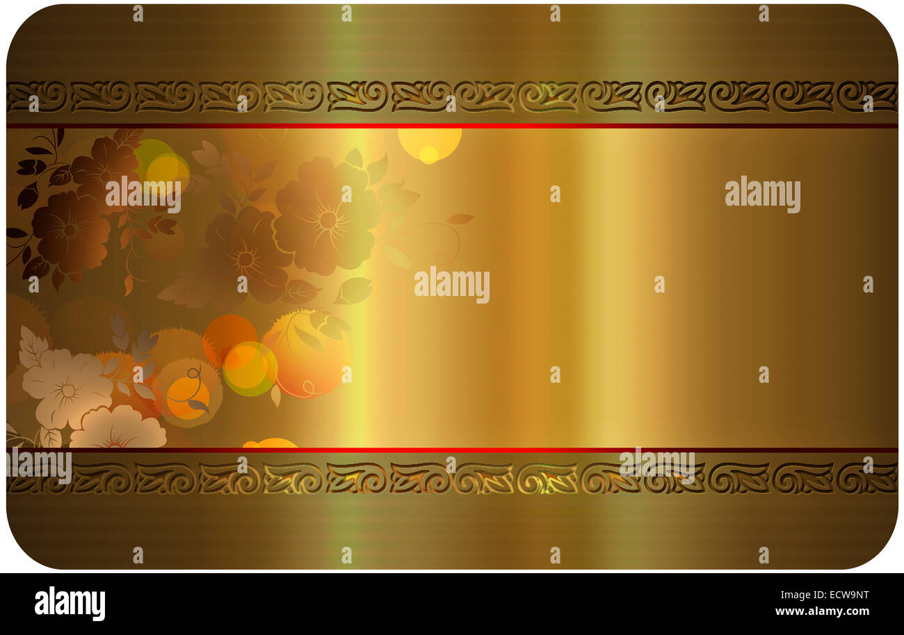 Gold business or gift card template Stock Photo - Alamy