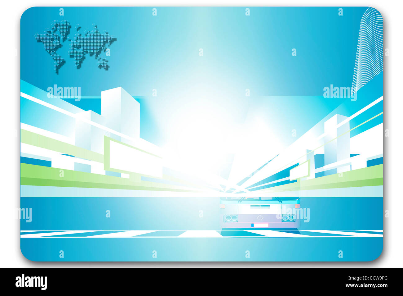 Business card template. Abstract airplane and map background for the ...