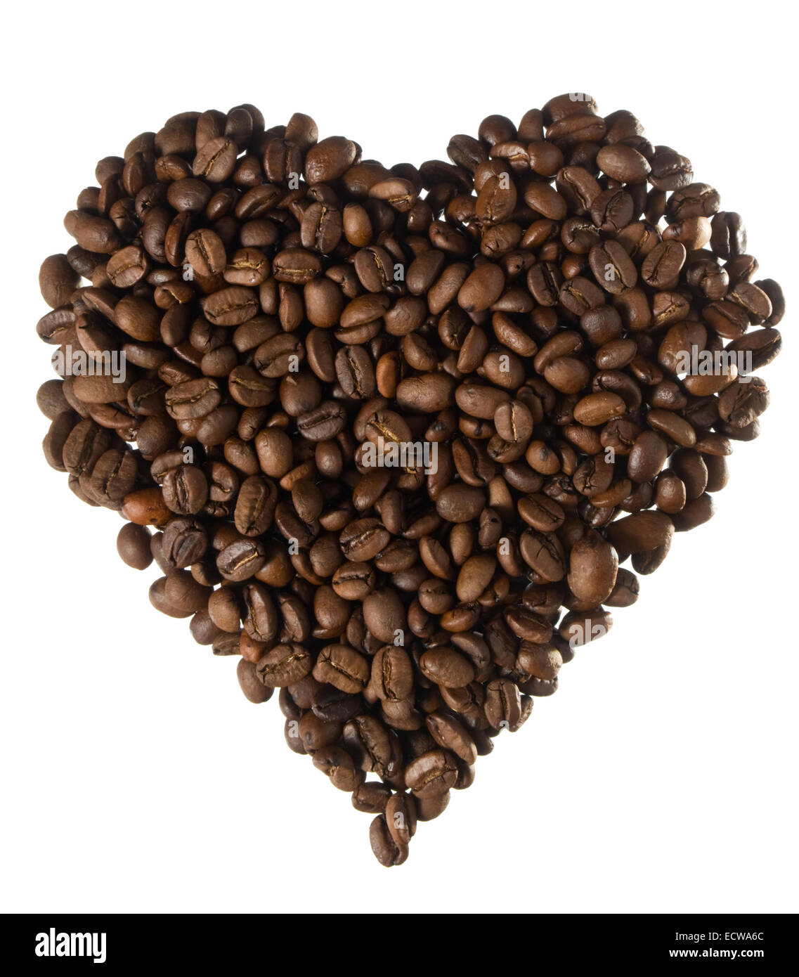 This coffee heart symbolizes love of coffee. The isolated object is ...