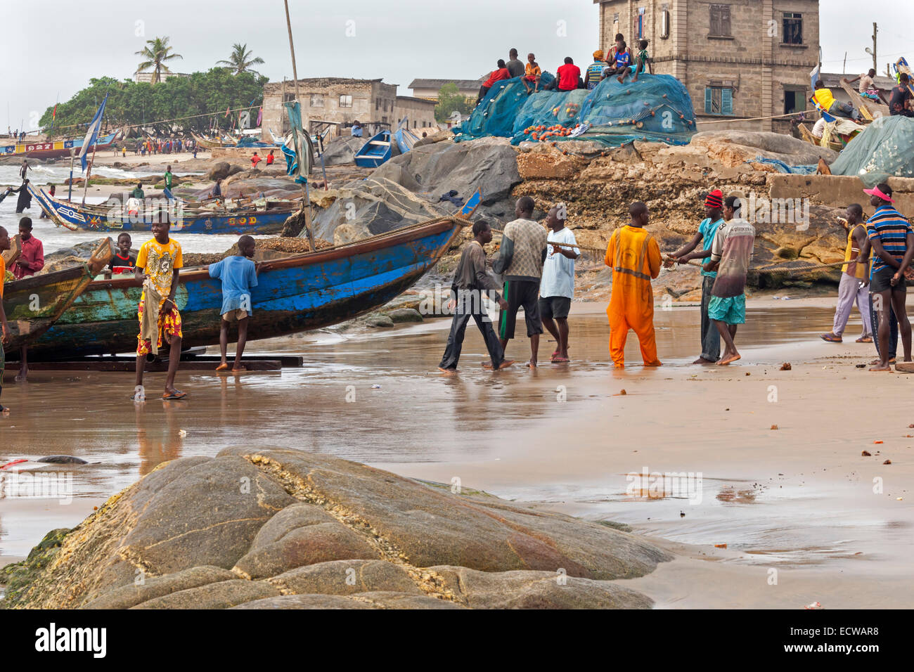 Winneba, fishing village on the Gulf of Guinea, near Accra, Ghana ...