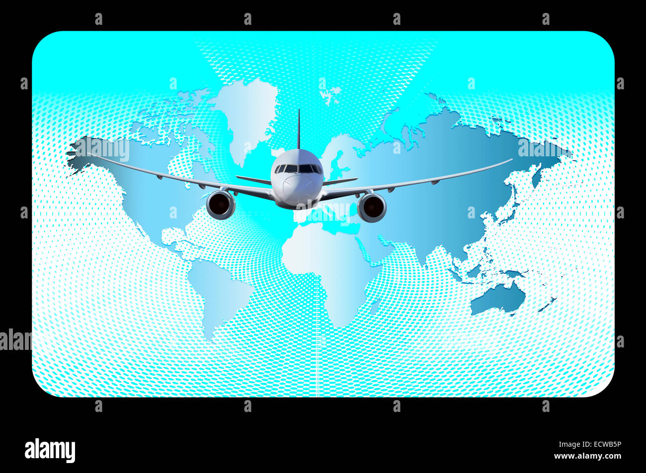 Abstract background with airplane and world map Stock Photo - Alamy