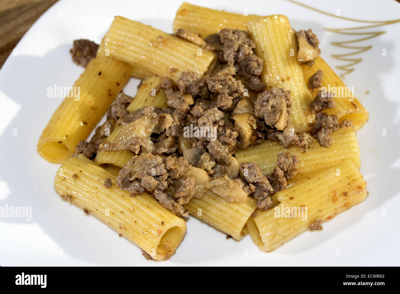 traditional dish of the mediterranean diet: pasta with mince and ...
