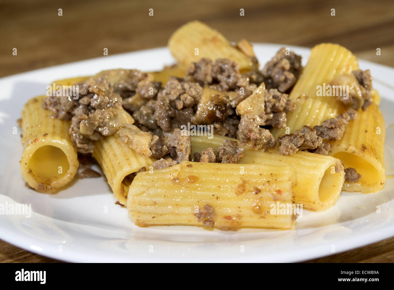 traditional dish of the mediterranean diet: pasta with mince and ...