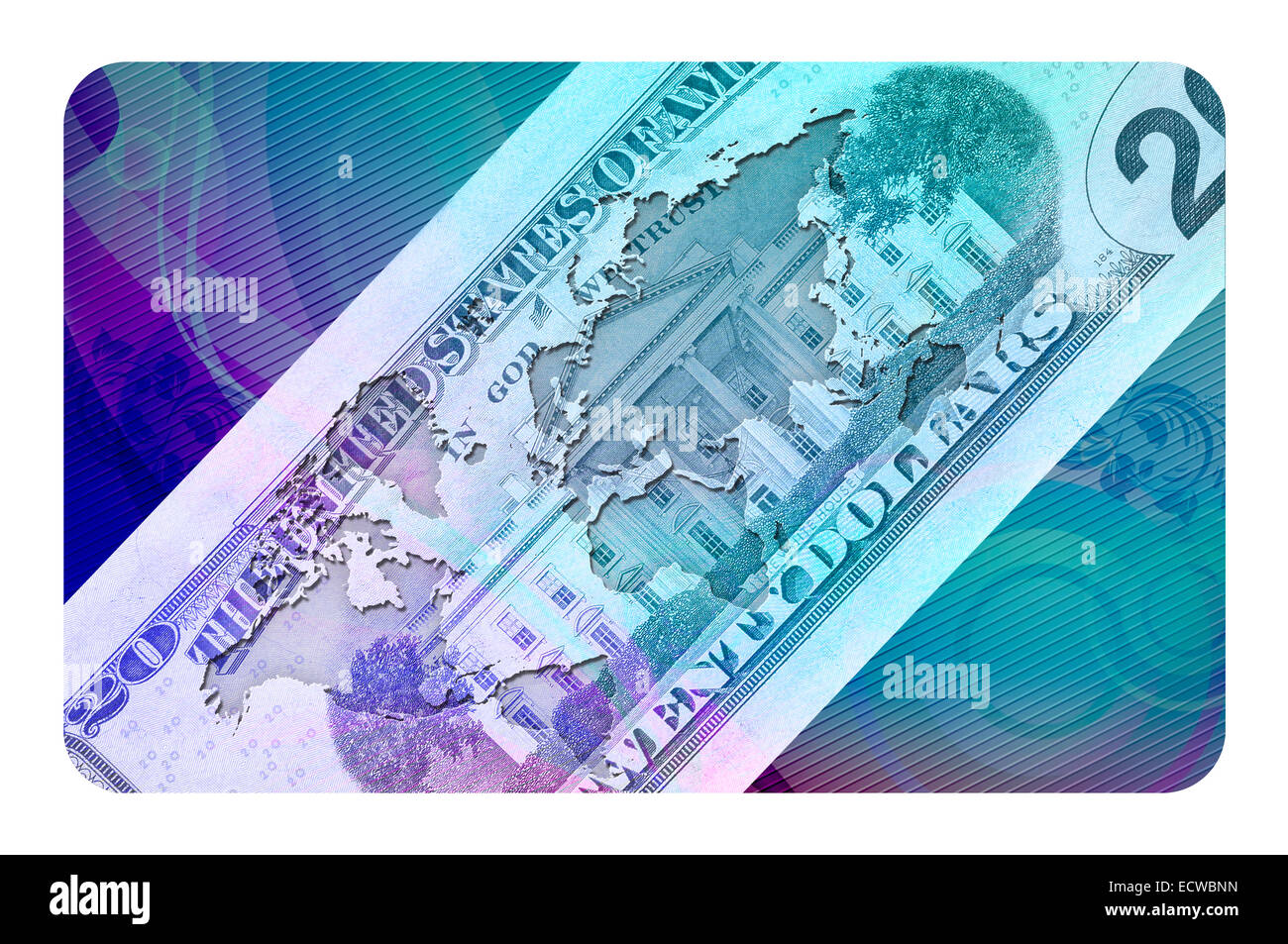 Futuristic background with american banknote and world map for the ...