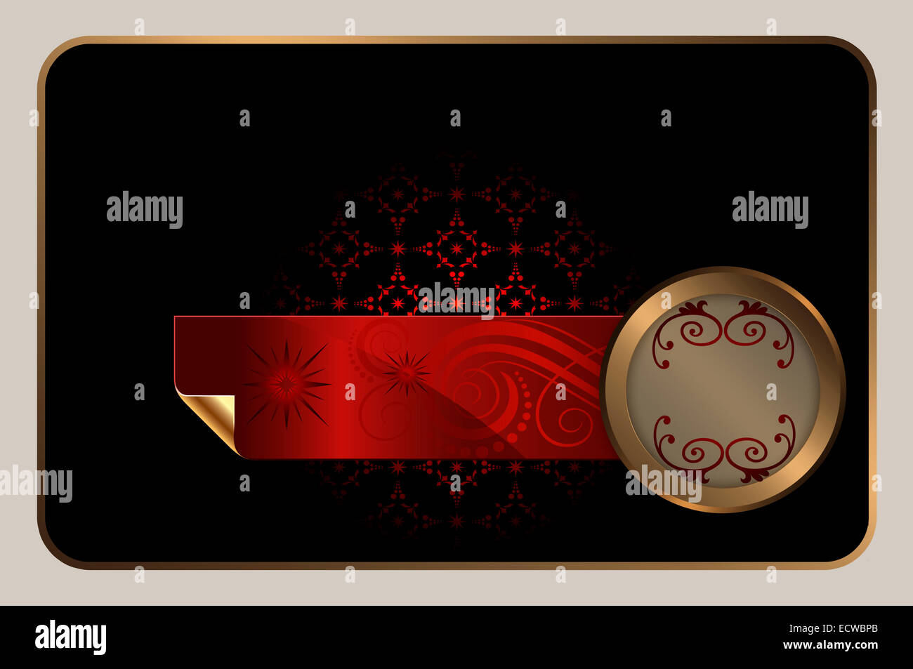 Gold business or gift card template with decorative elements and ...