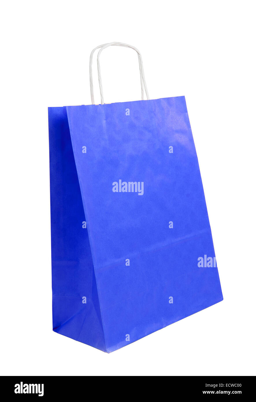 blue paper bag on the white background Stock Photo - Alamy
