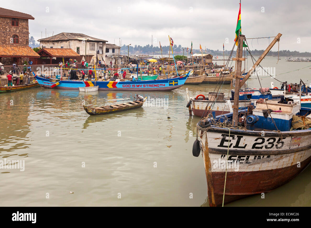 Fishing boats at Elmina harbour, Ghana, Africa Stock Photo - Alamy