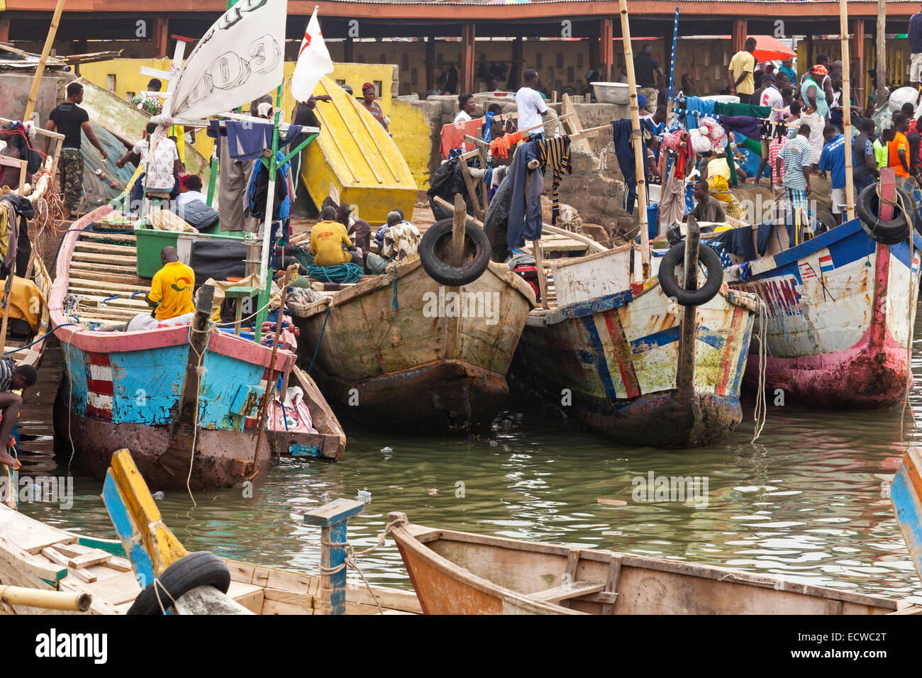 Fishing boats at Elmina harbour, Ghana, Africa Stock Photo - Alamy