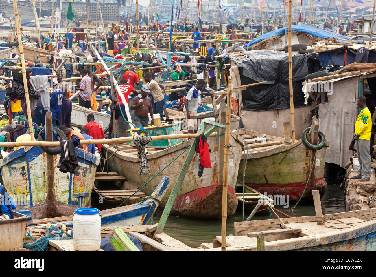 Fishing boats at Elmina harbour, Ghana, Africa Stock Photo - Alamy