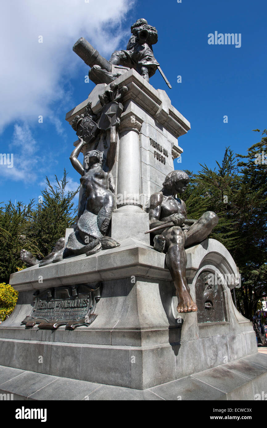 Hernando de Magallanes monument. Plaza de Armas. Punta Arenas. Chile ...