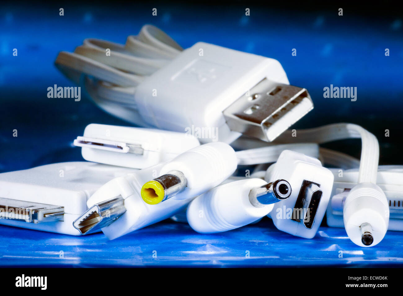 Multi-lead for USB phone charger in studio setting Stock Photo - Alamy