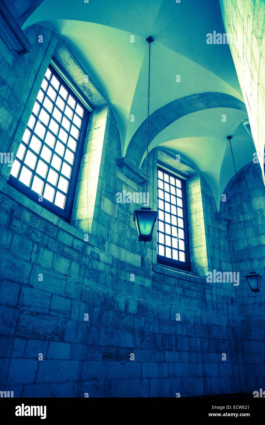 High barred windows Stock Photo - Alamy