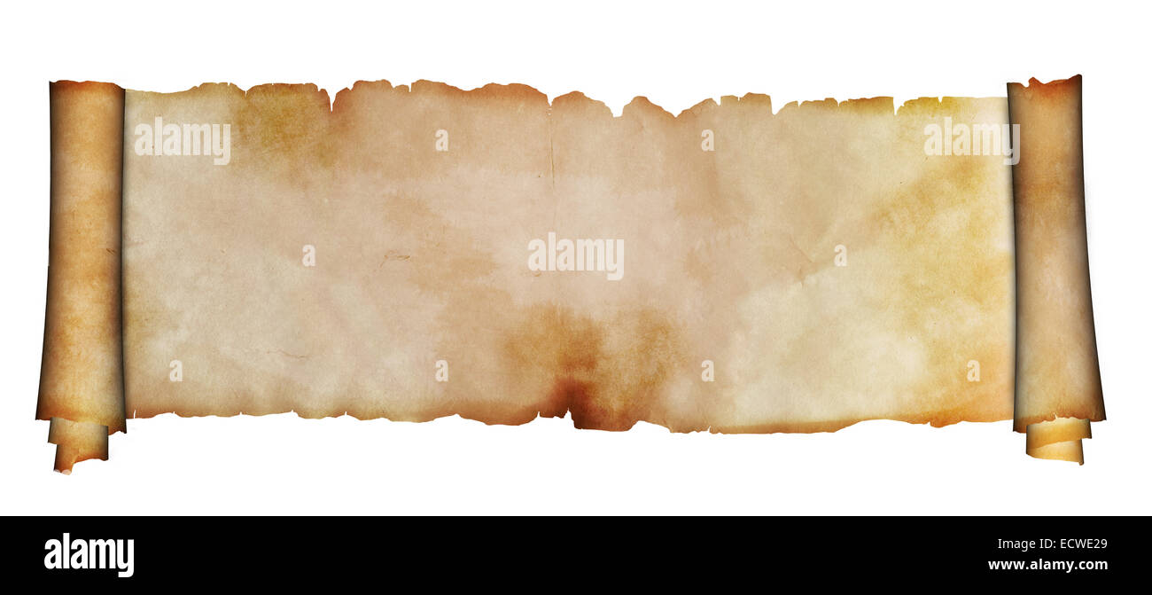 Antique scroll of parchment on white background Stock Photo - Alamy