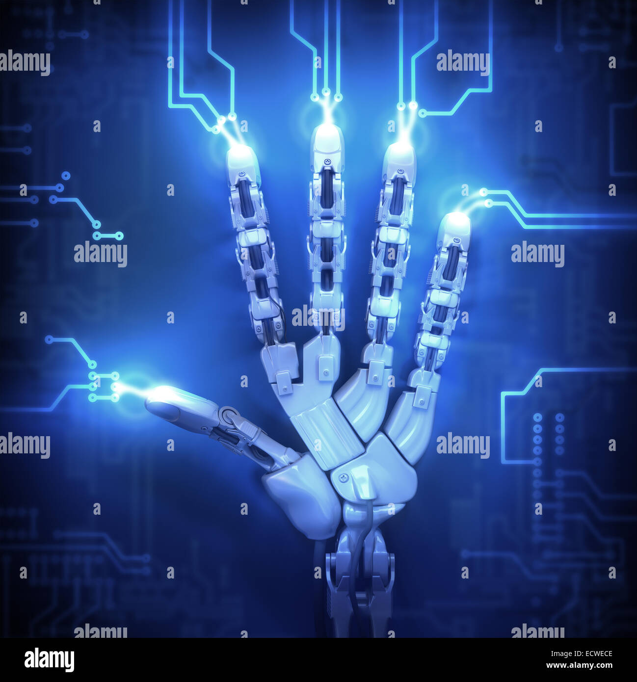 Hand of robot and circuit board Stock Photo - Alamy