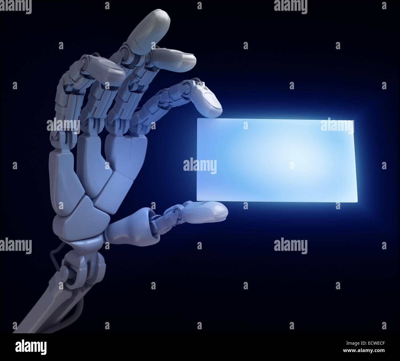 Hand of robot and visiting card Stock Photo - Alamy