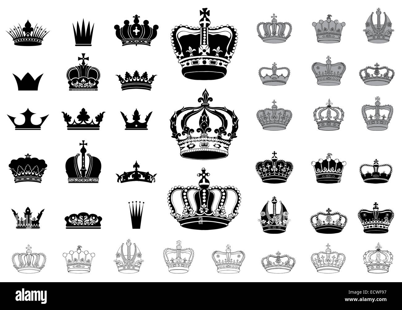 Set of 40 detailed crowns Stock Photo - Alamy