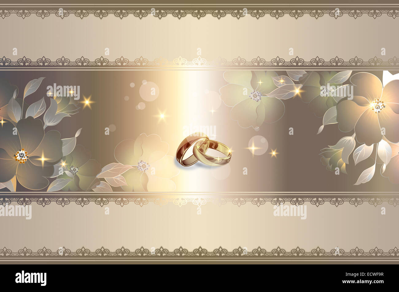 Elegant background with beautiful patterns and gold rings for the ...