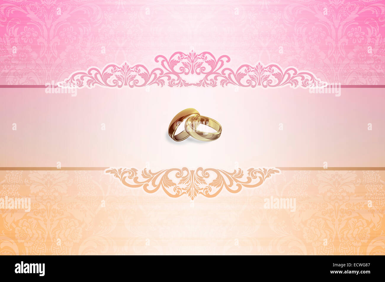 Template of wedding invitation card with elegant floral patterns and ...