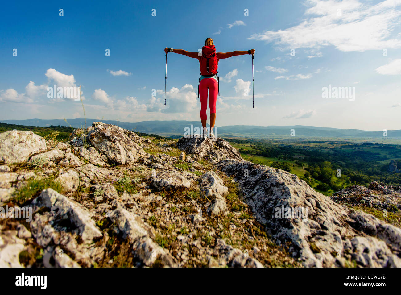 Active female backpacker adventure hiking hi-res stock photography and ...