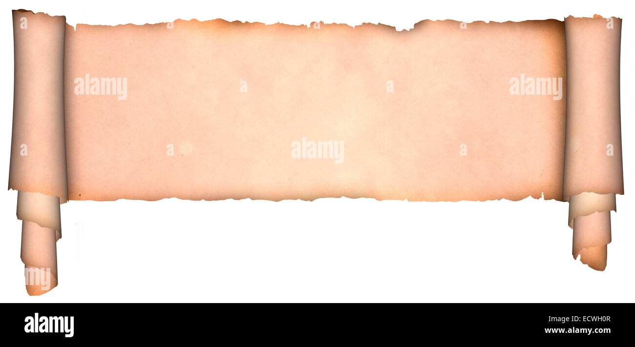 Ancient scroll of parchment on a white background Stock Photo - Alamy