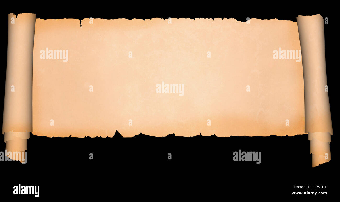 Medieval parchment scroll on a black background for the design Stock ...
