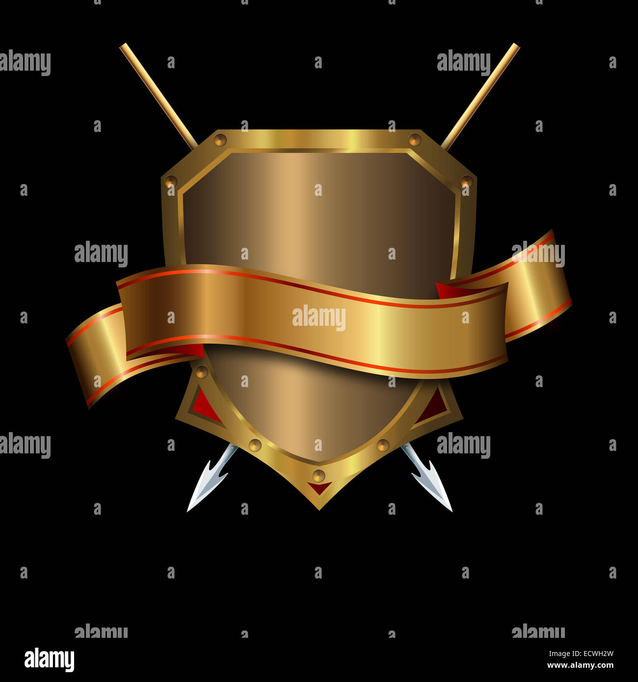 Gold and black shield with spears hi-res stock photography and images ...