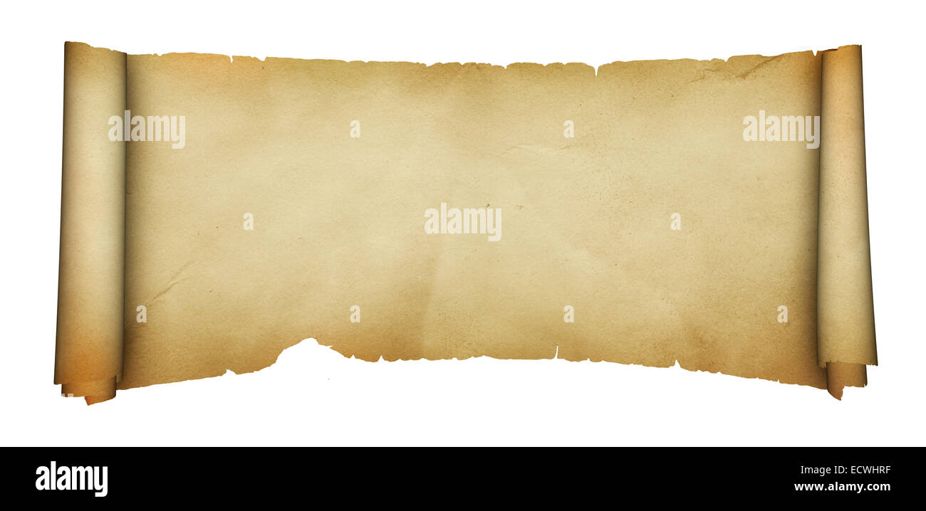 Medieval scroll of parchment on white background Stock Photo - Alamy