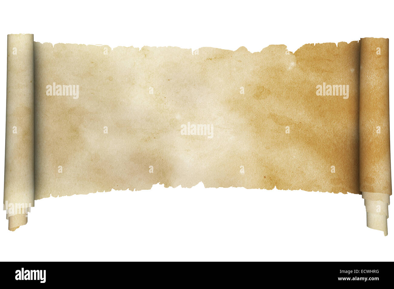 Medieval scroll of parchment on white background Stock Photo - Alamy