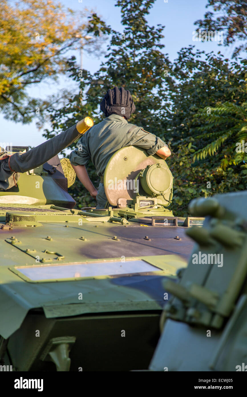 Unidentified serbian soldier in BVP M-80A Infantry Fighting Vehicle of ...