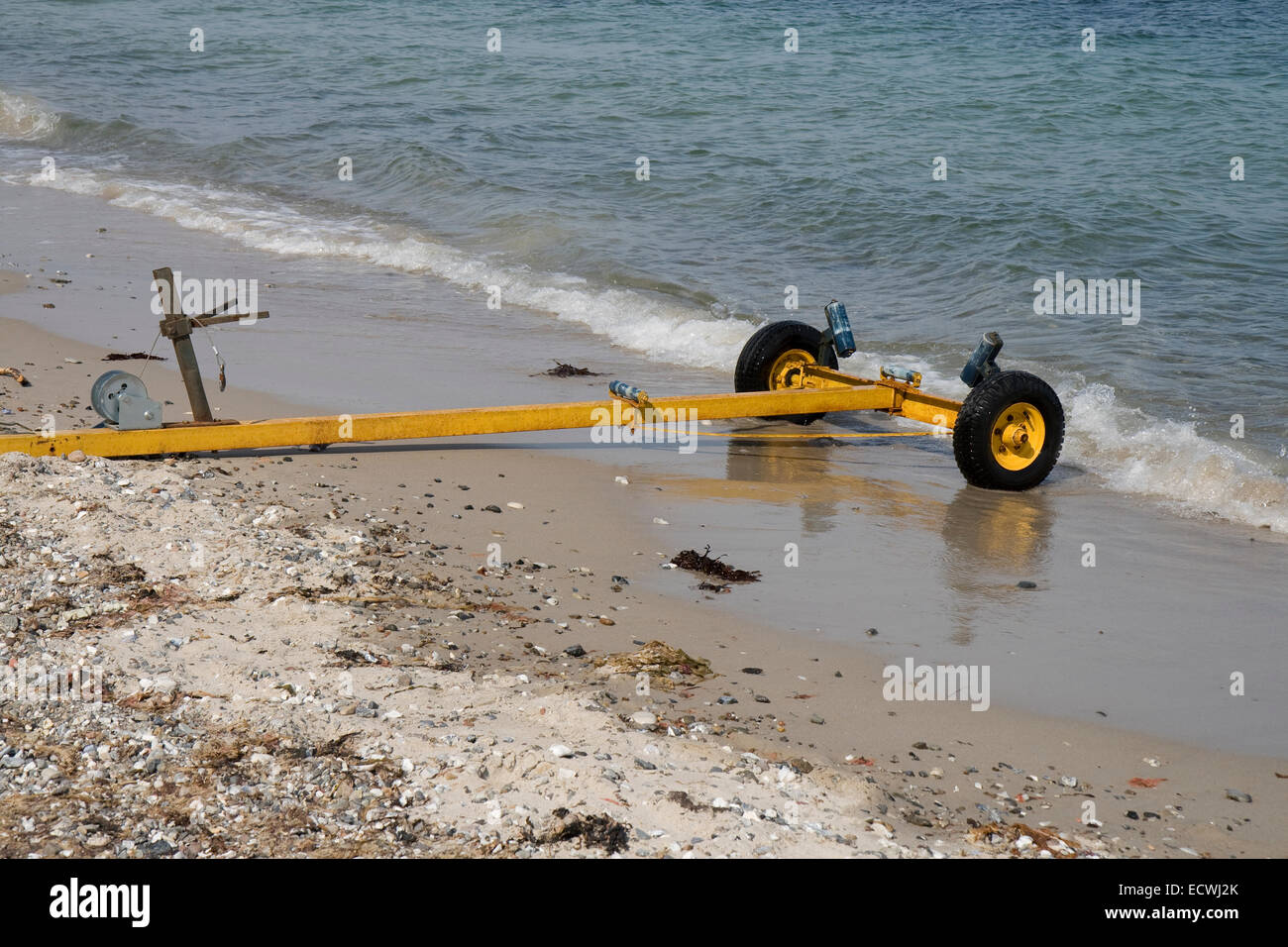 Boat trailer on the beach near Aarhus, Denmark Stock Photo - Alamy