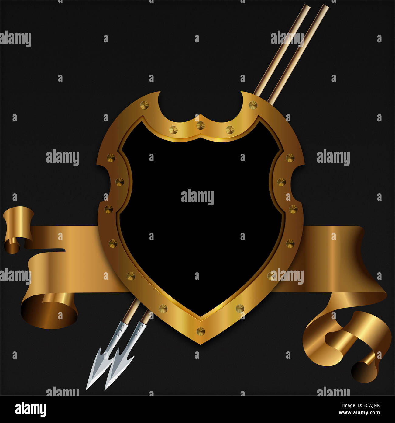 Gold and black shield with spears hi-res stock photography and images ...