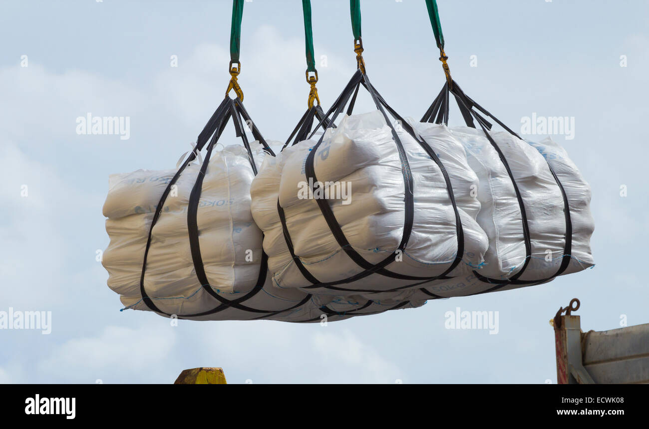 WFP rice bound for Africa being loaded onto ship in Las Palmas port ...