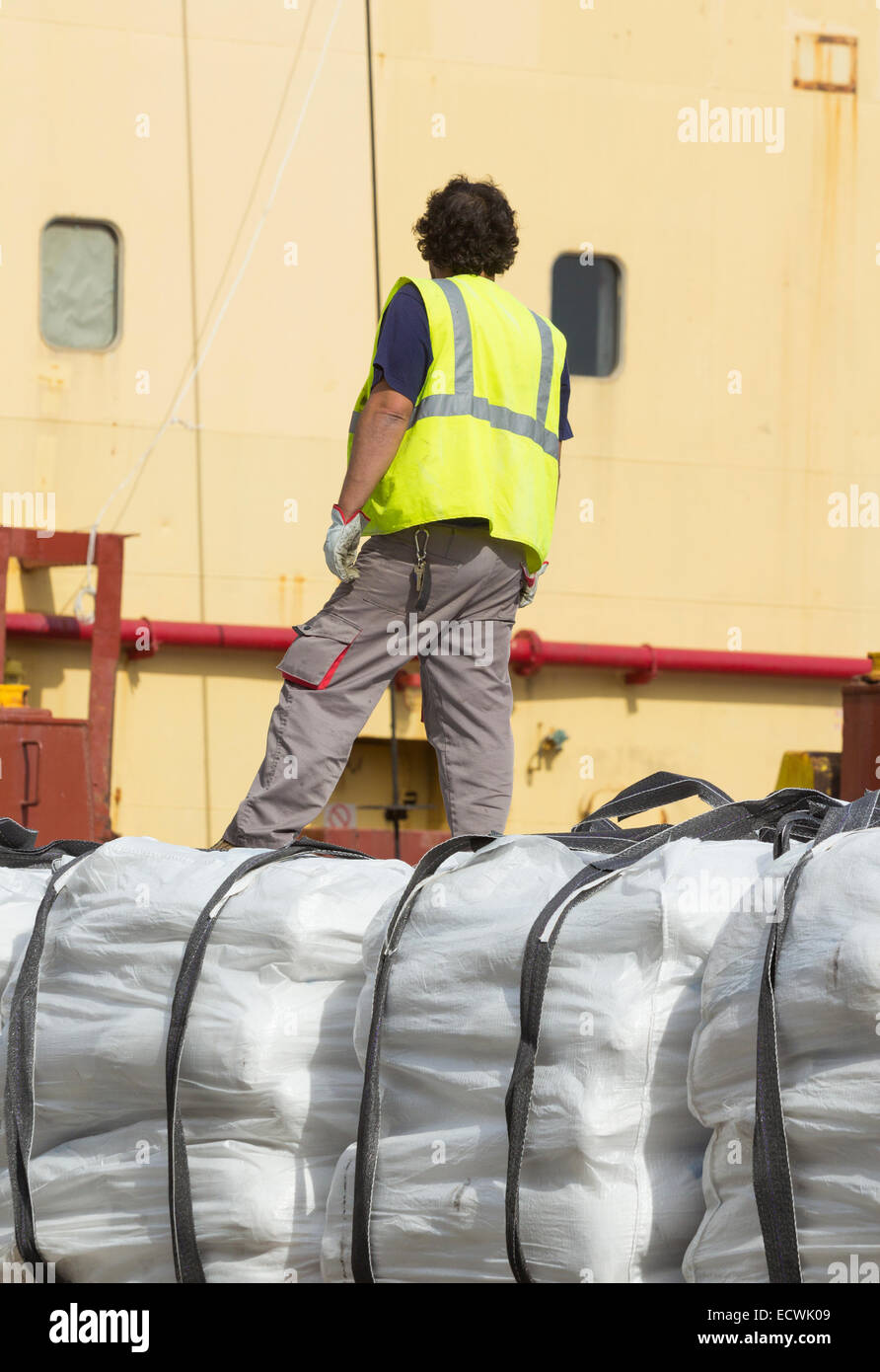 WFP rice bound for Africa being loaded onto ship in Las Palmas port ...