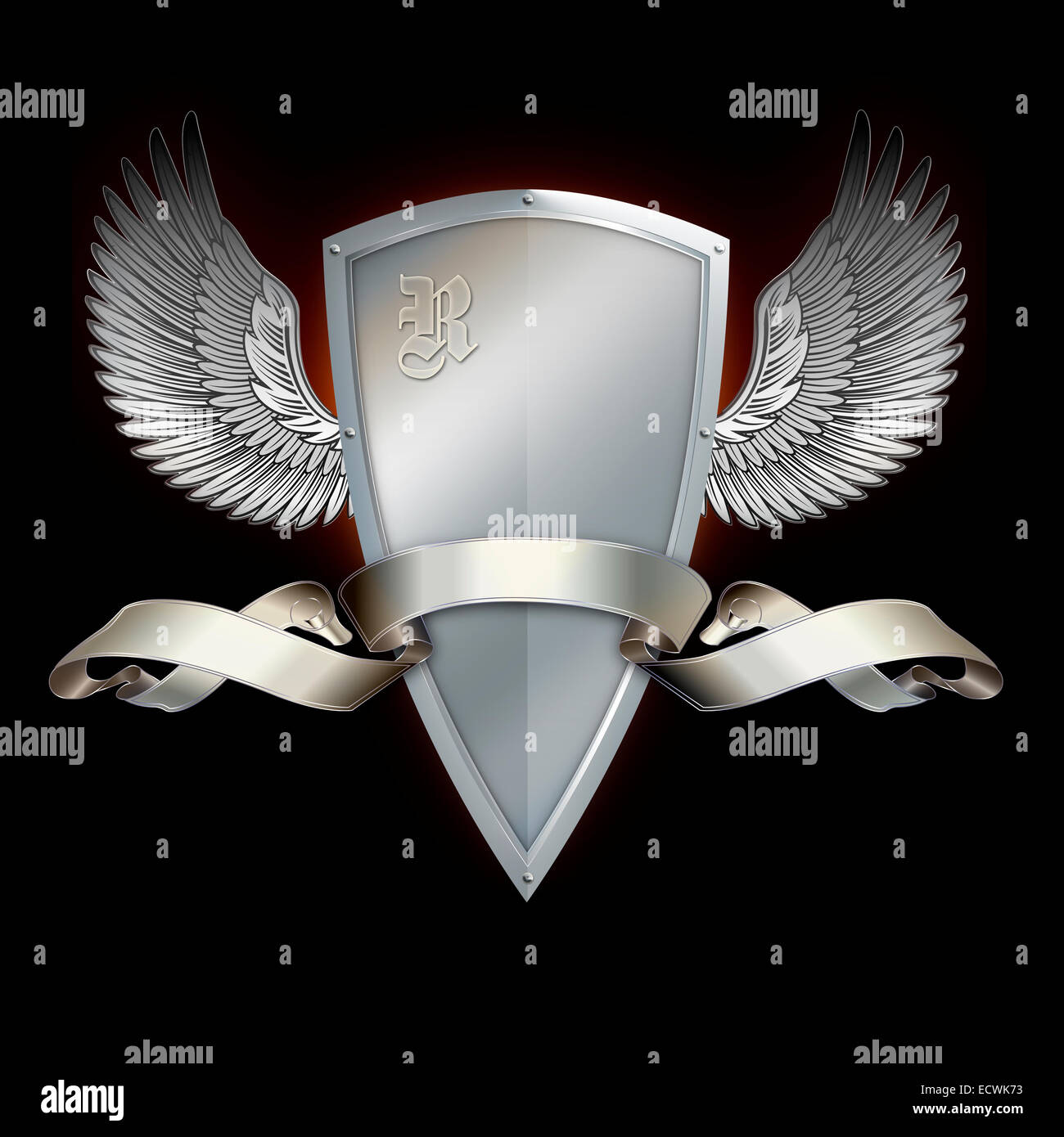 Shield with wings and spears Stock Photo - Alamy