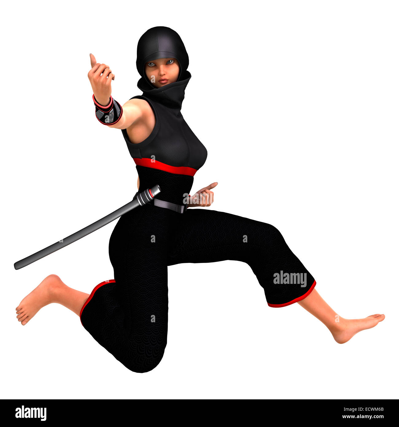 3D digital render of a ninja isolated on white background Stock Photo ...