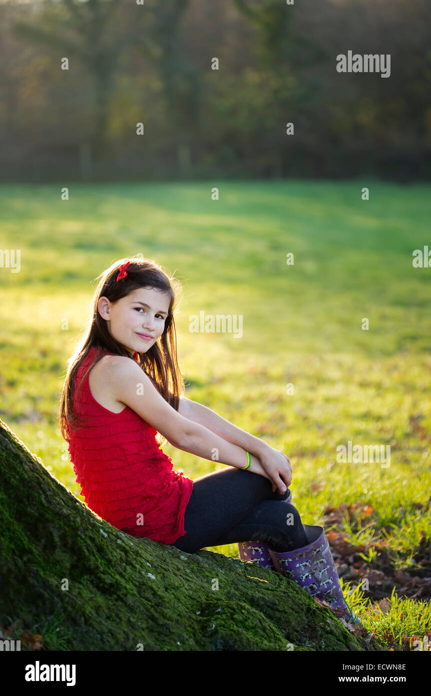 Farm Girl out in the fields Stock Photo - Alamy