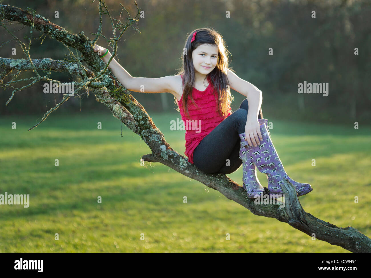 Farm Girl out in the fields Stock Photo - Alamy