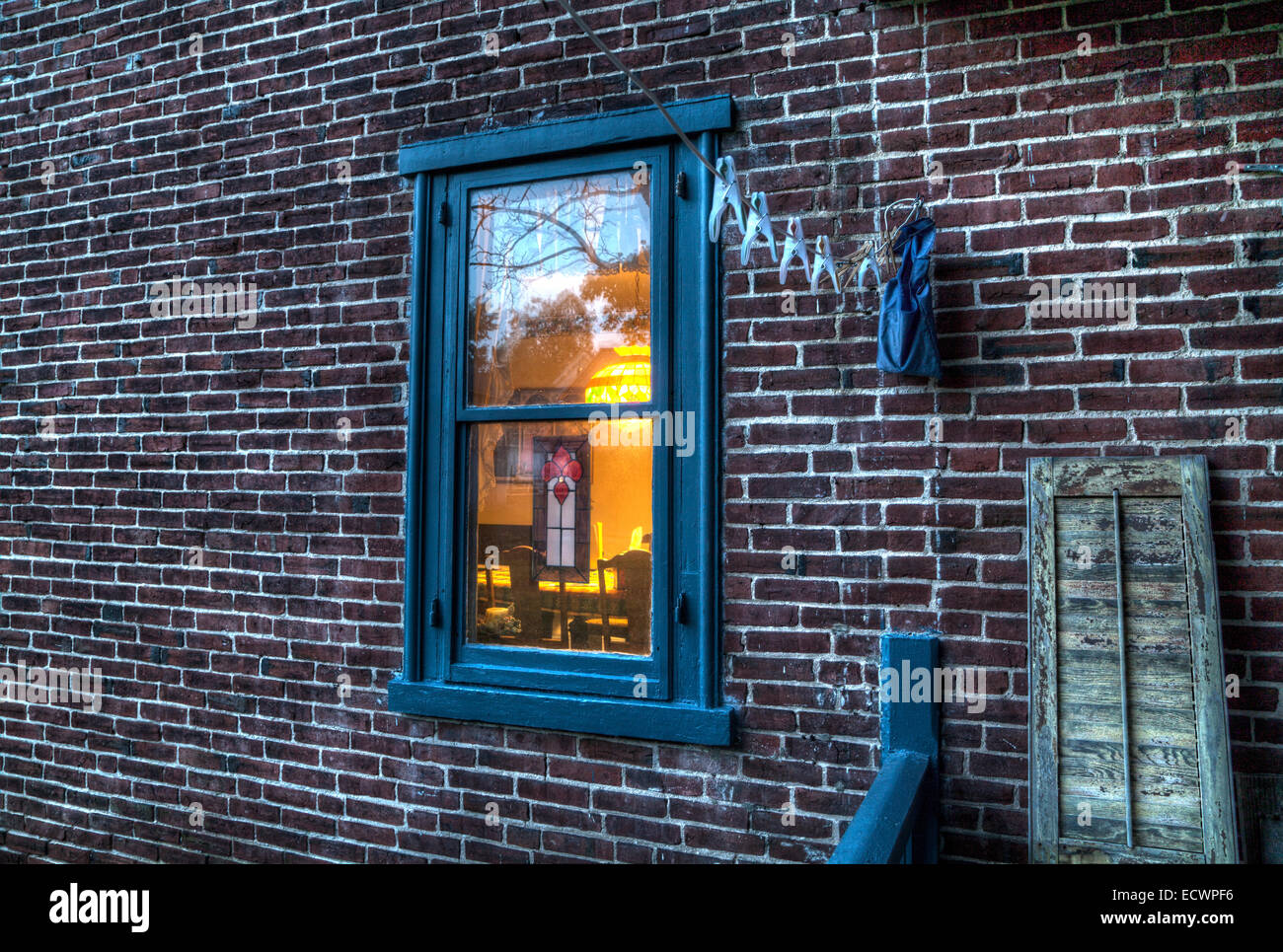 Colonial window in the morning Stock Photo - Alamy