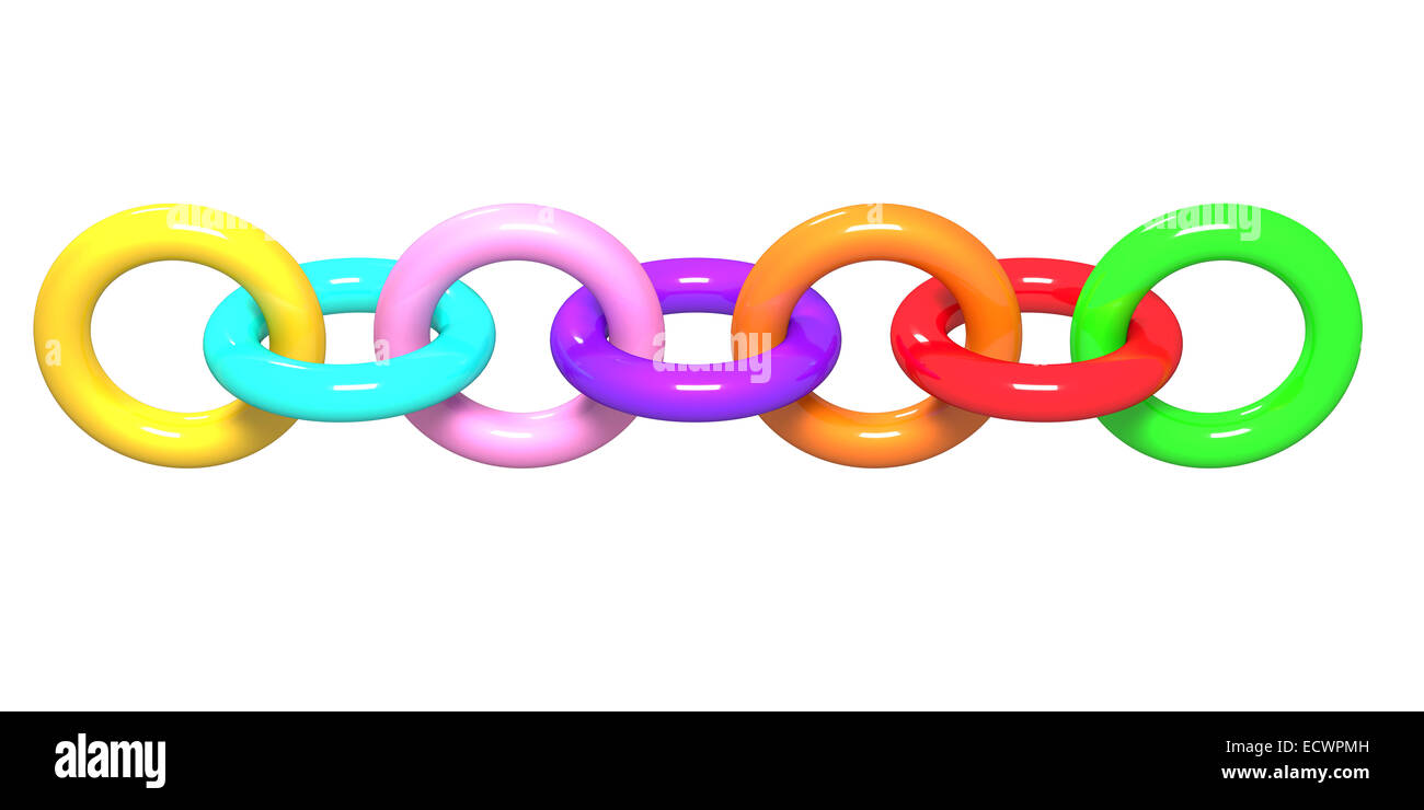 3d rendering of a colored abstract chain Stock Photo - Alamy
