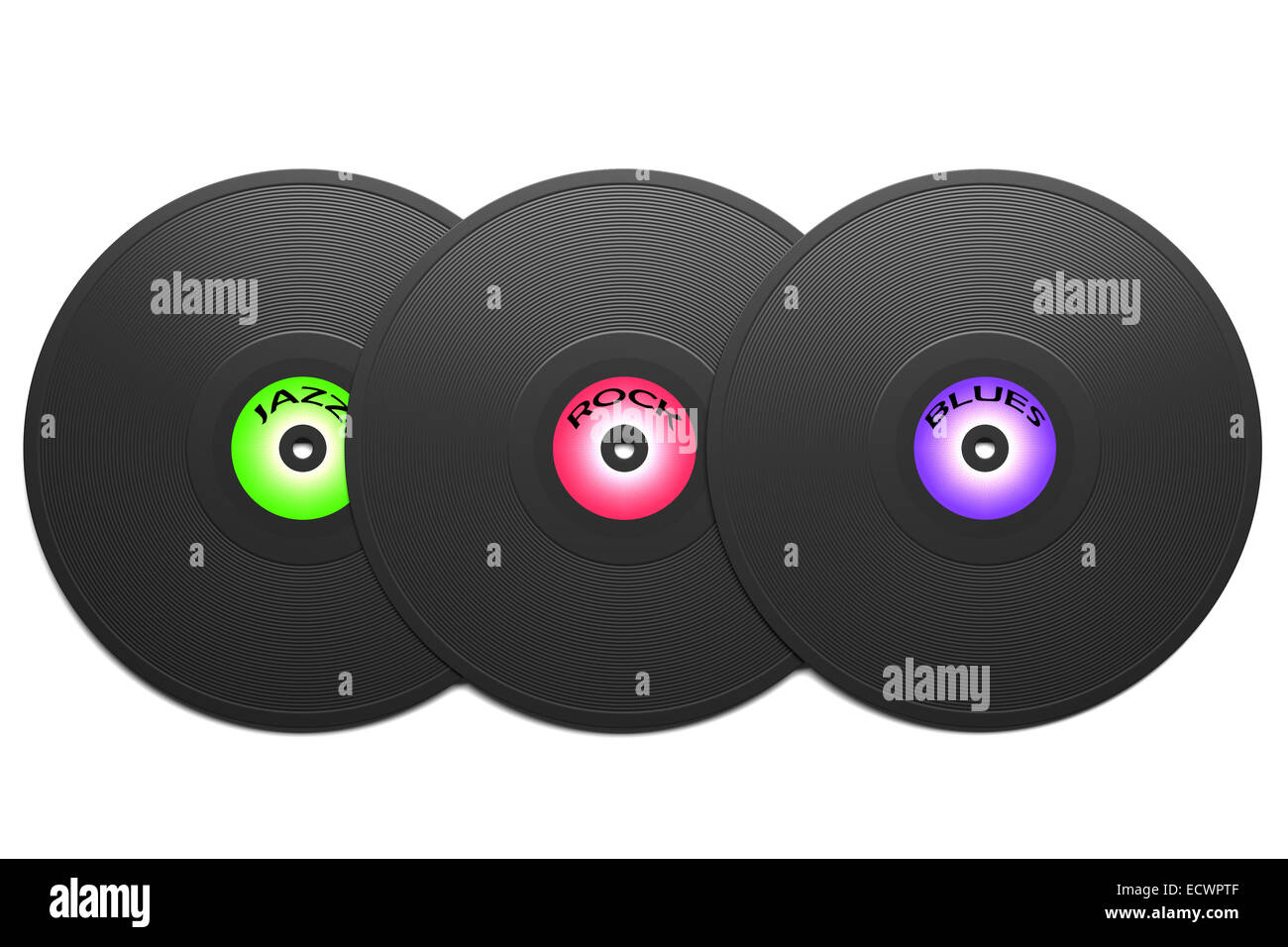 3d rendering of three old vinyl disks Stock Photo - Alamy