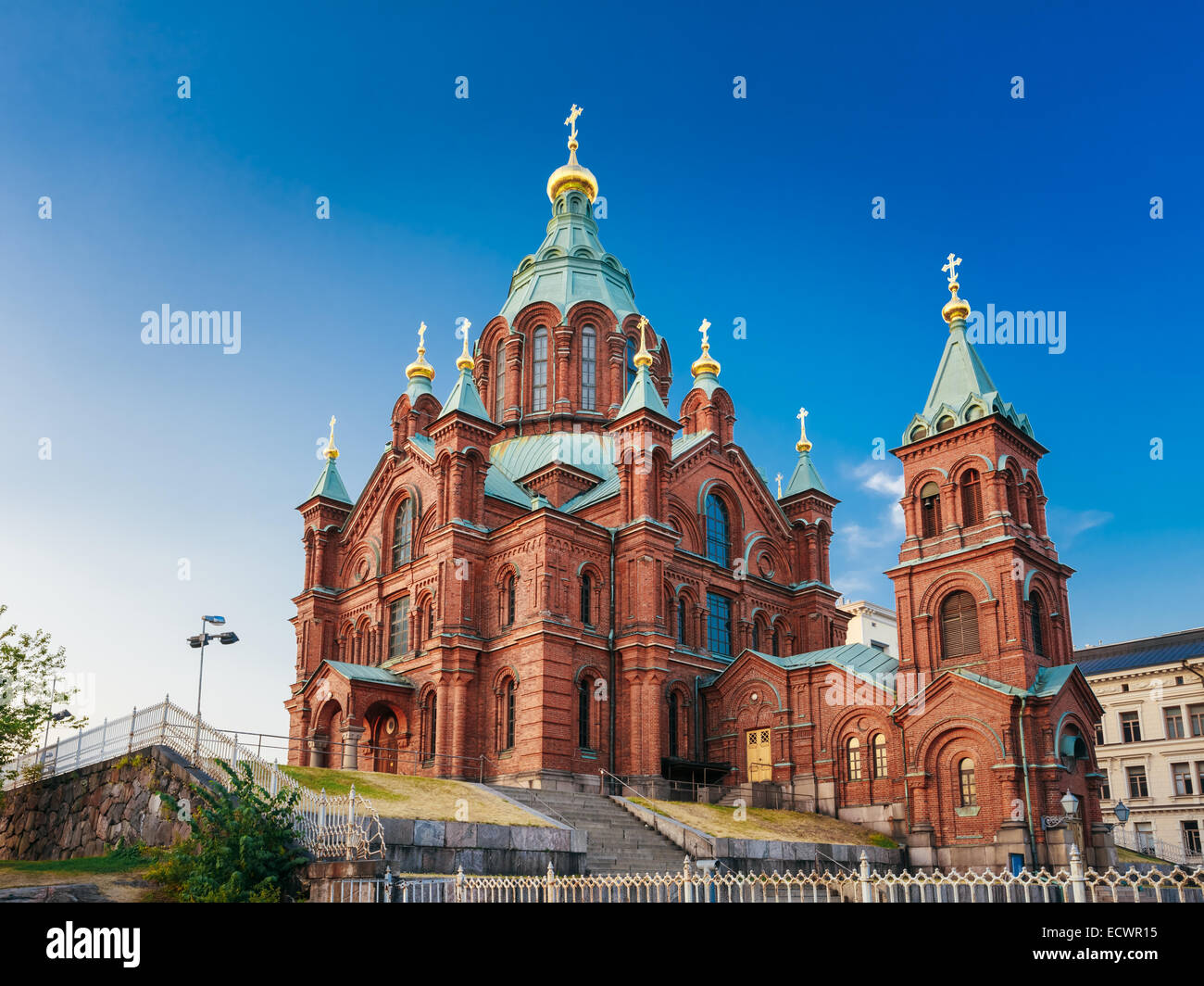 Uspenski Cathedral, Helsinki On Hill At Summer Sunny Day. Red Church ...