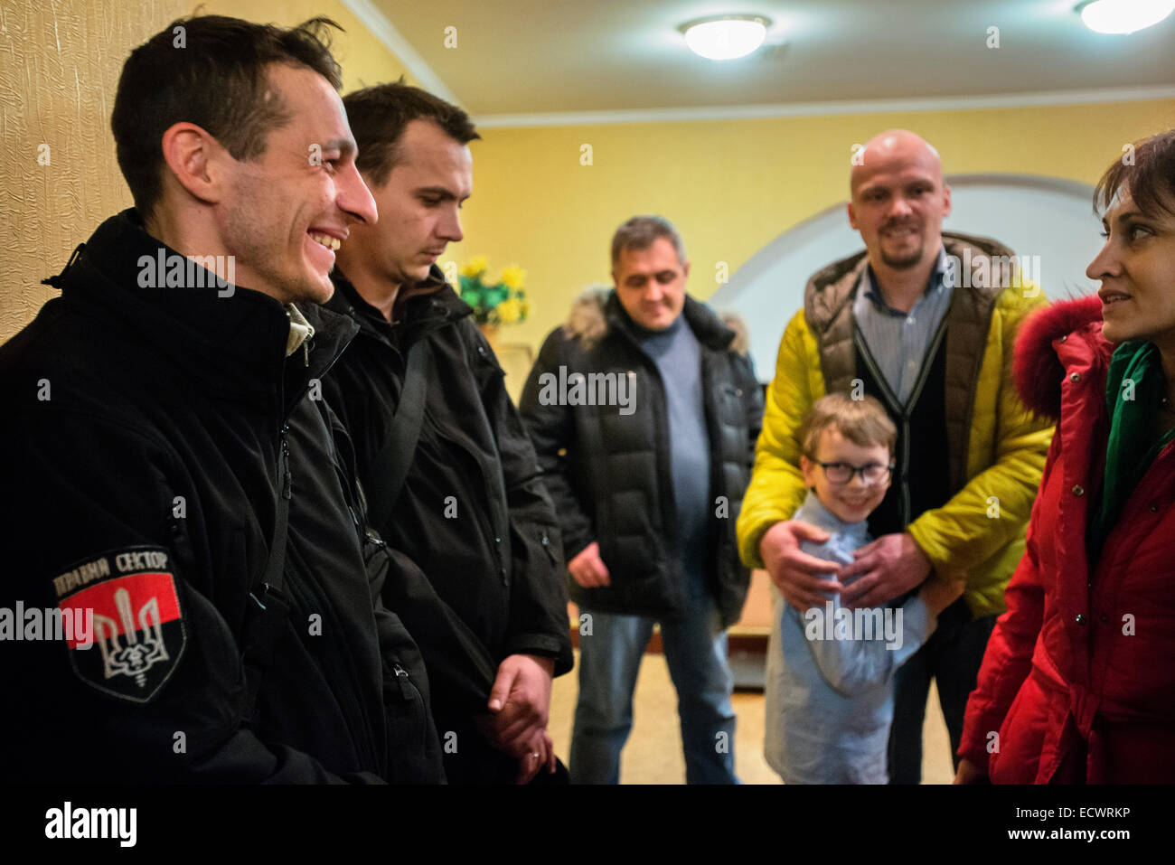Kiev, Ukraine. 20th Dec 2014. Jews greet soldiers of ATO with Hanukkah ...