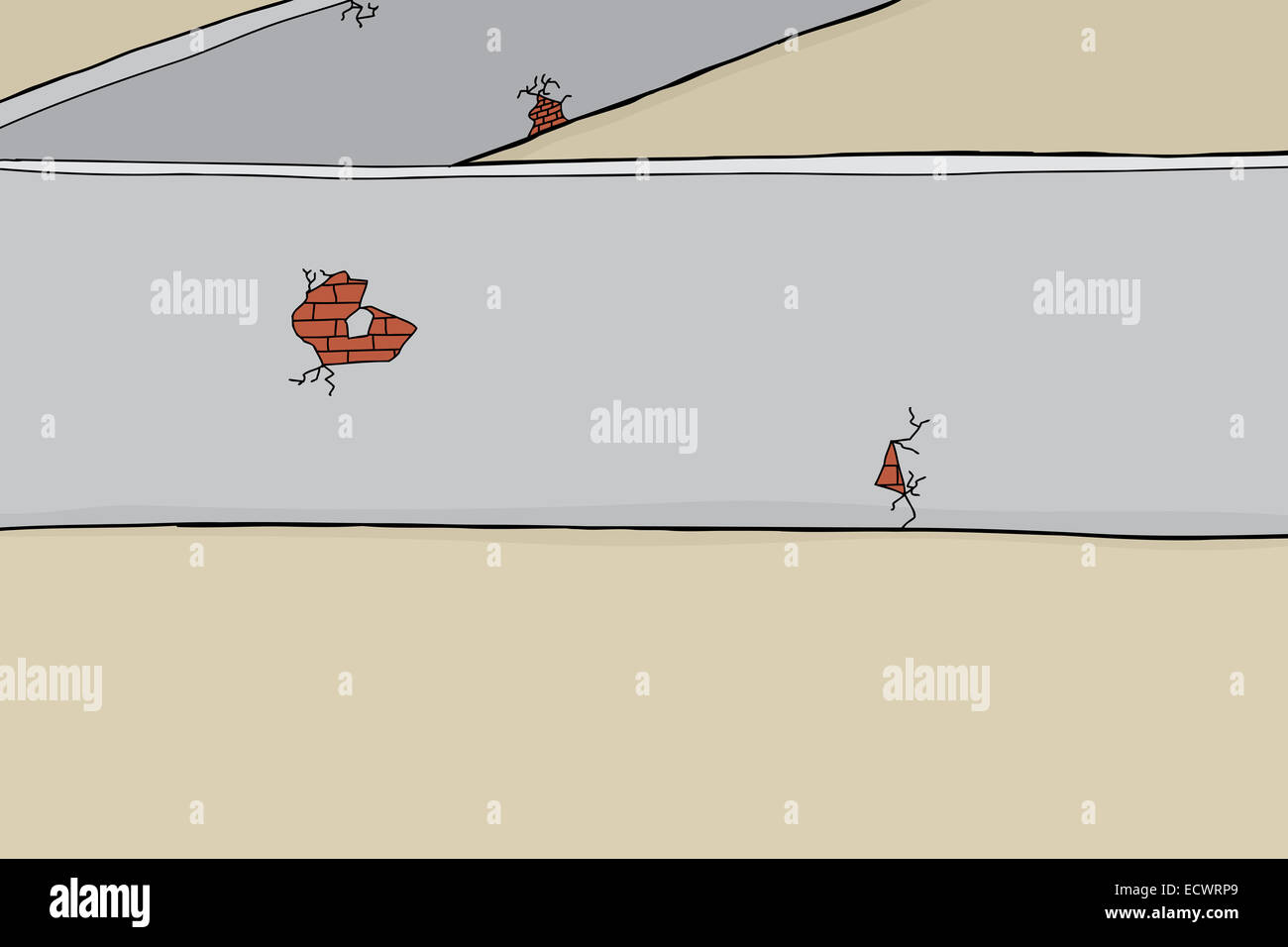 Old damaged blank cartoon wall background illustration Stock Photo - Alamy
