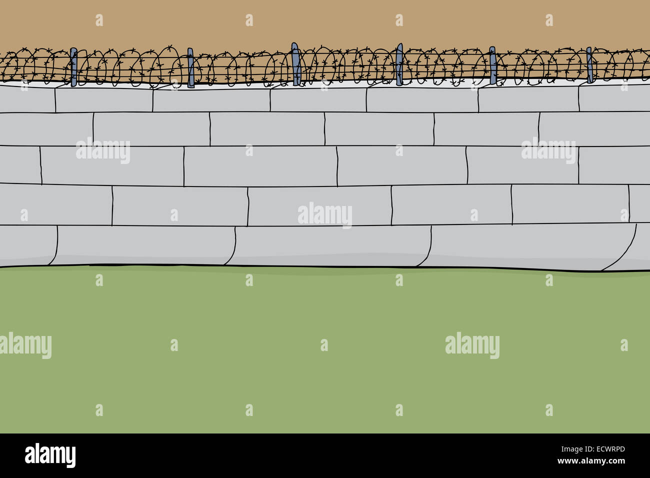 Hand drawn barbed wire wall cartoon background Stock Photo - Alamy