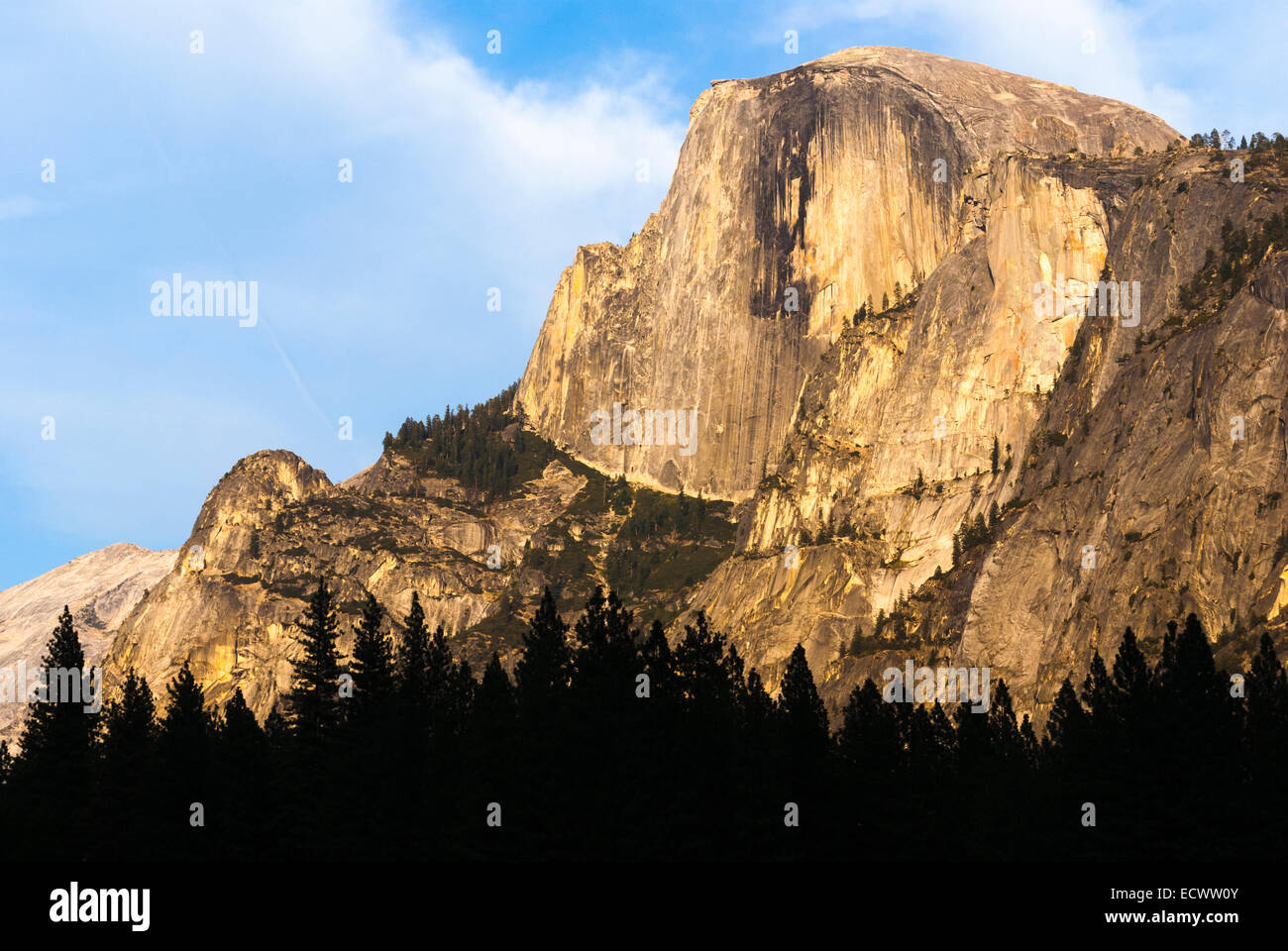 Half Dome beautifully lit at sunset. Yosemite National Park, California ...