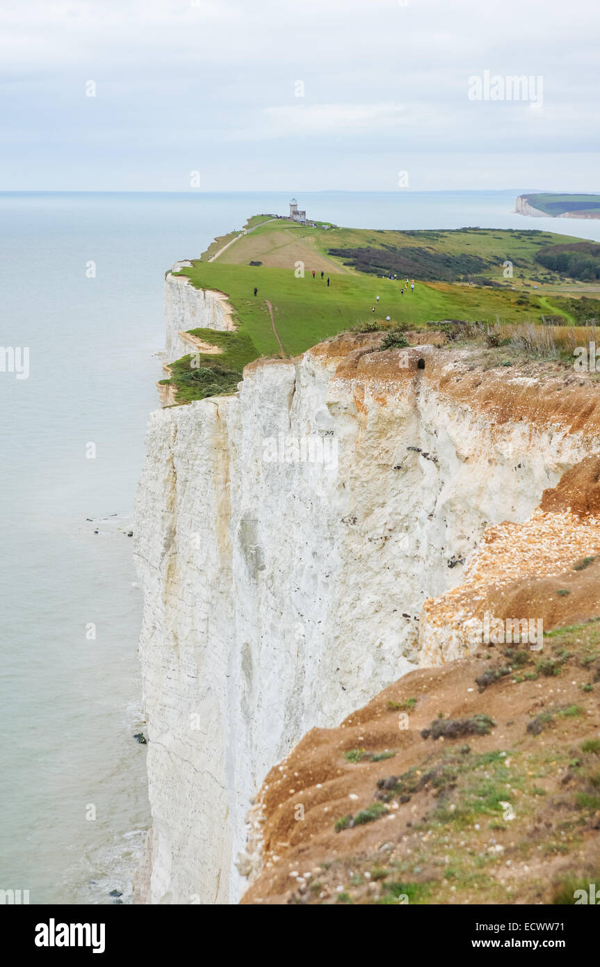 Beachy Head and the Seven Sisters chalk cliffs near Eastbourne East ...