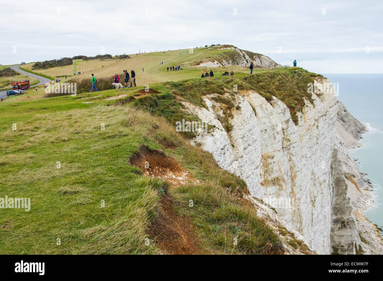 Beachy Head and the Seven Sisters chalk cliffs near Eastbourne, South ...
